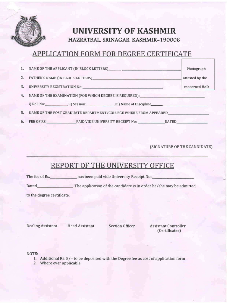 kashmir-university-degree-certificate | PDF