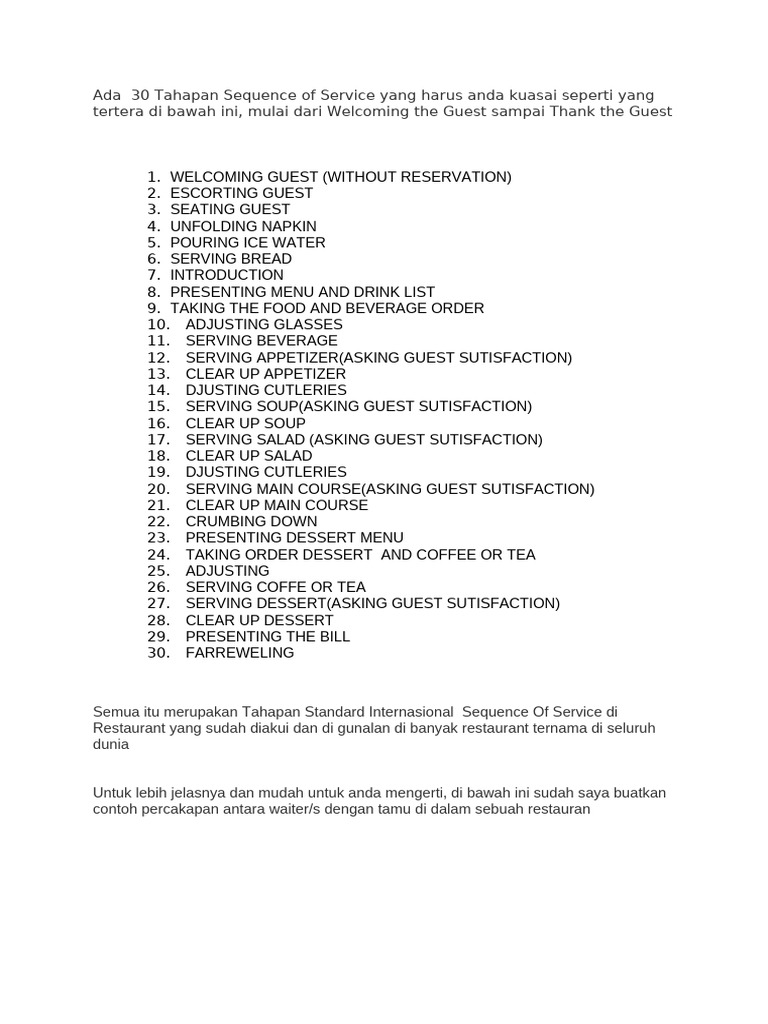 Conoth Percakapan Sequence of Service | PDF