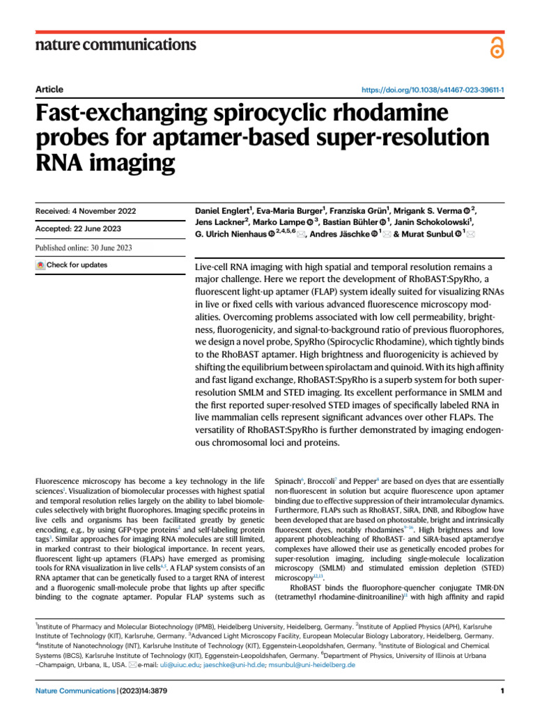 Fast-Exchanging Spirocyclic Rhodamine Probes For Aptamer-Based Super ...