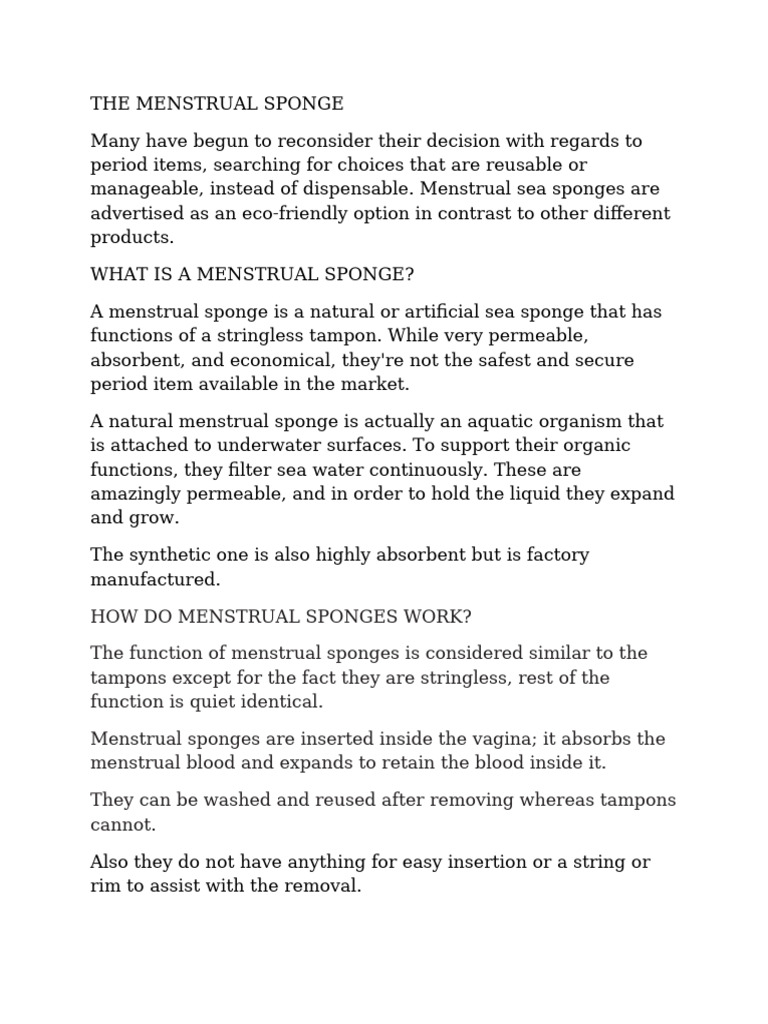 The Menstrual Sponge | PDF