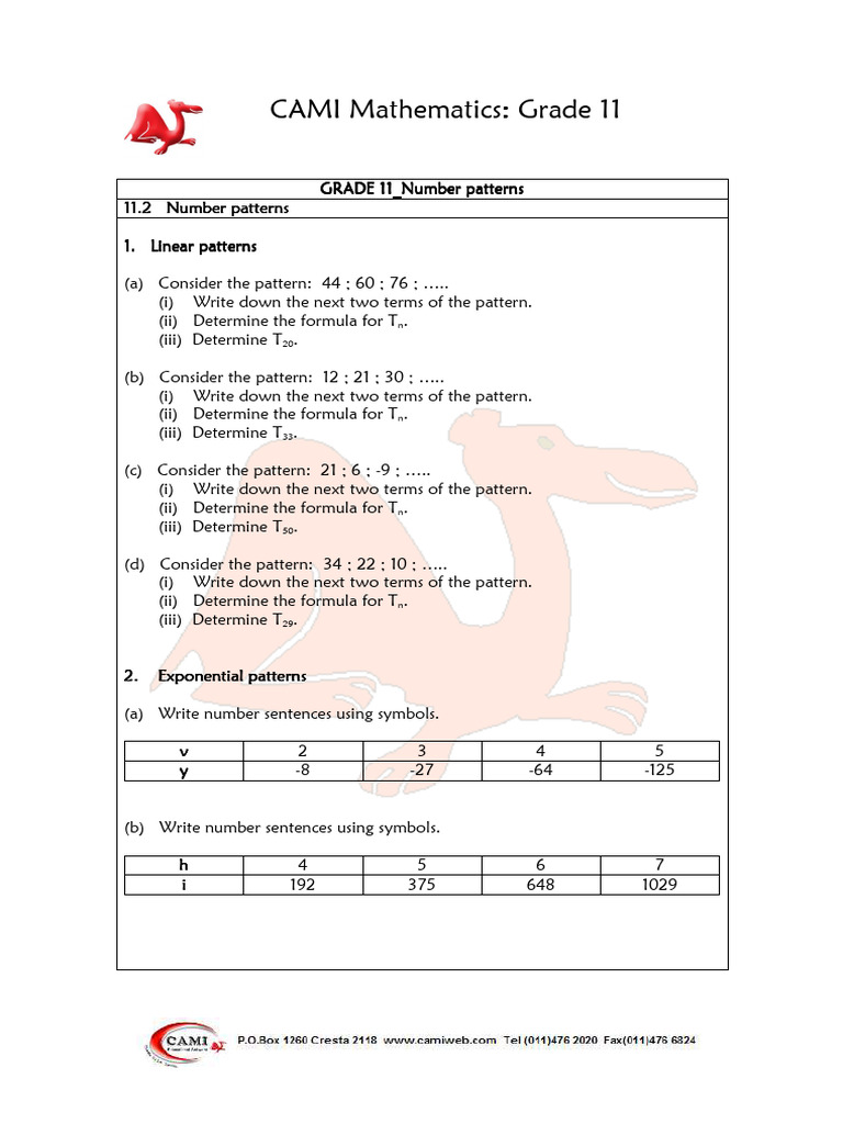 GRADE 11 - Number Patterns | PDF