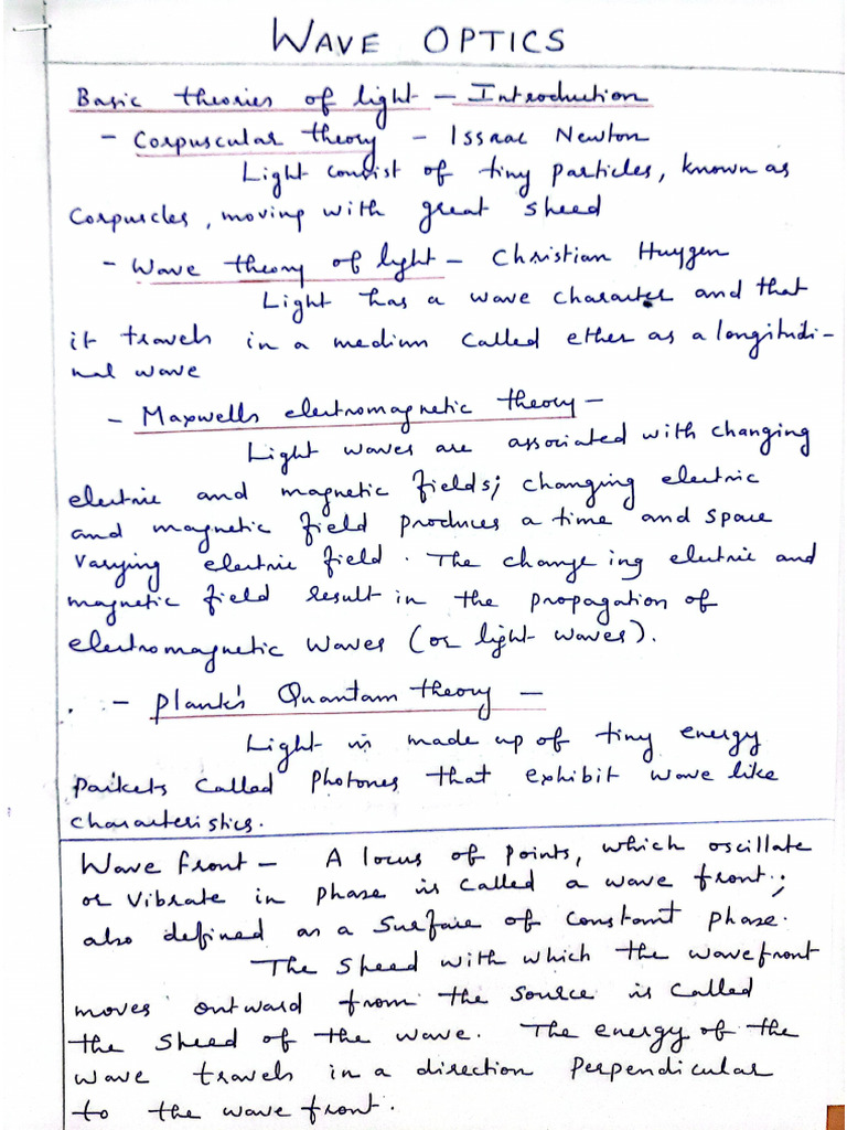 Wave Optics Notes | PDF