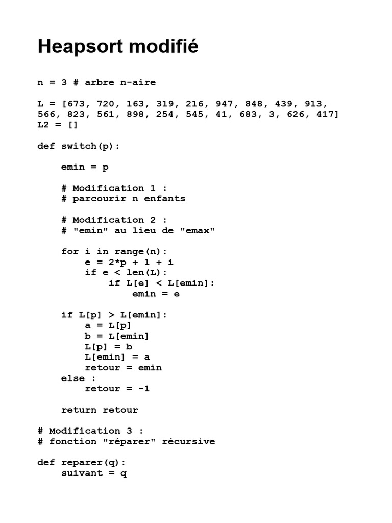 8) Heapsort Modifié | PDF