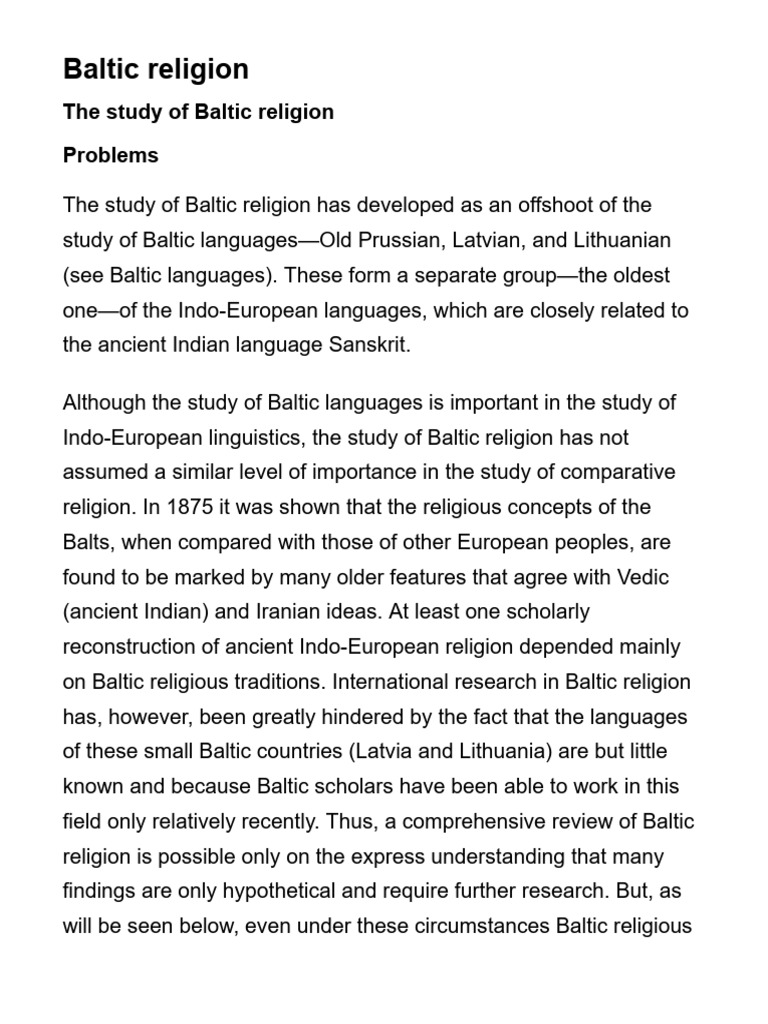 Baltic religion -- Britannica Online Encyclopedia | PDF
