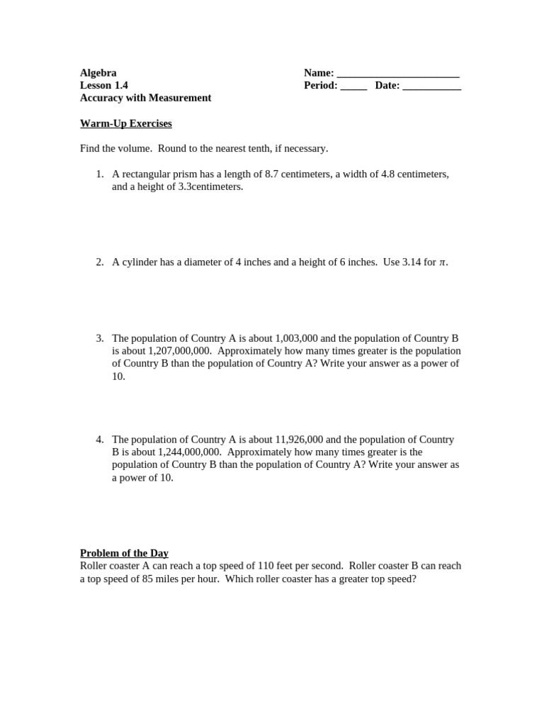 Algebra Measurement Accuracy | PDF | Volume | Teaching Methods & Materials