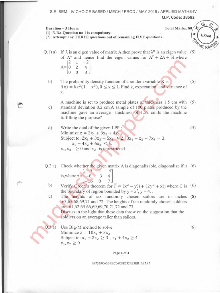 Se-Mech Sem4 M4-CBCGS May18 | PDF