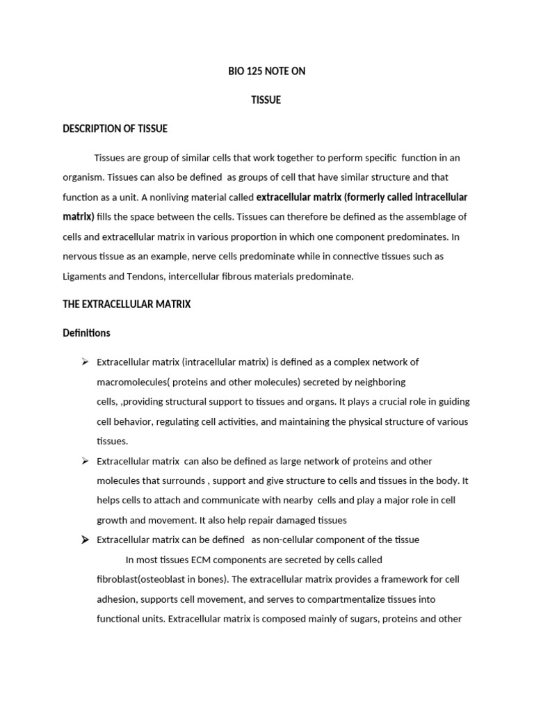 Main Student note on Tissue | PDF