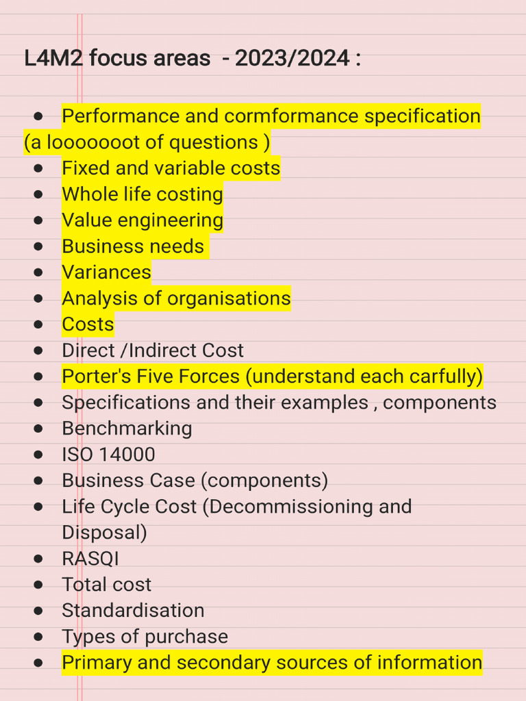 L4M2 Focus Areas and Questions - 240610 - 180346 | PDF | Procurement ...