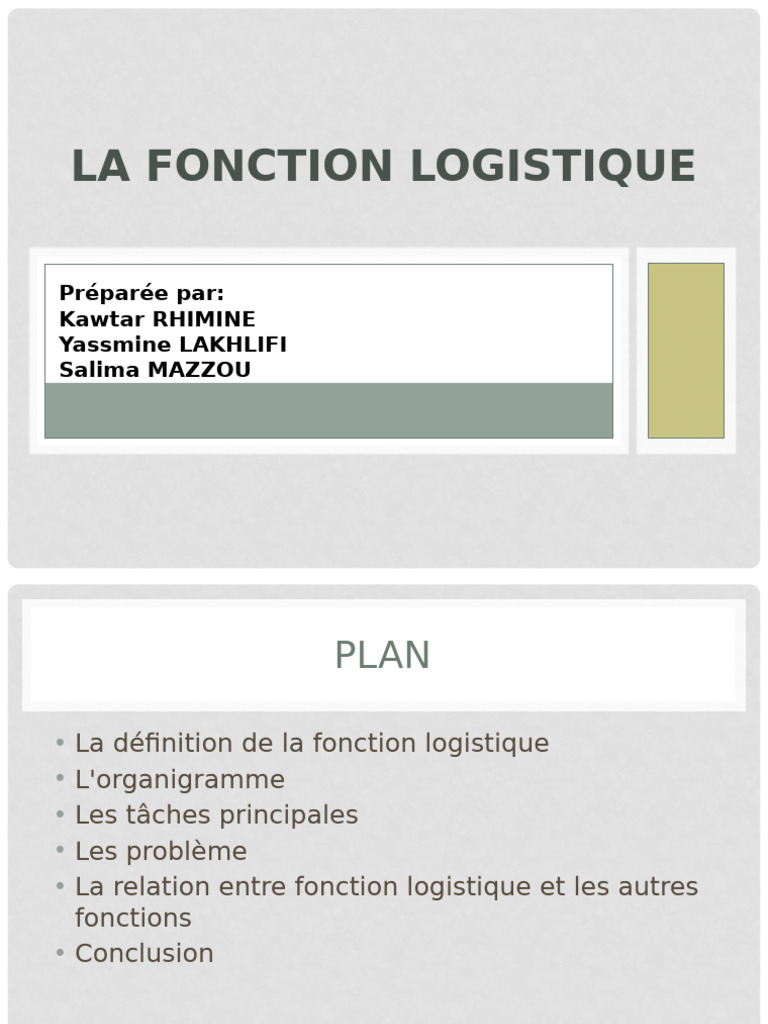 La Fonction Logistique | PDF