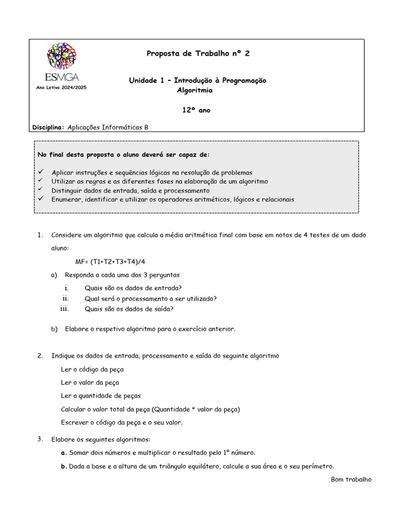 Tarefa2 Algoritmia Parte2 | PDF