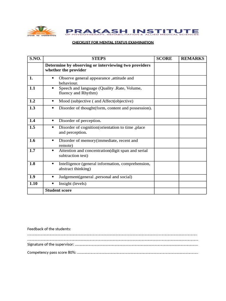 Checklist For Mse | PDF