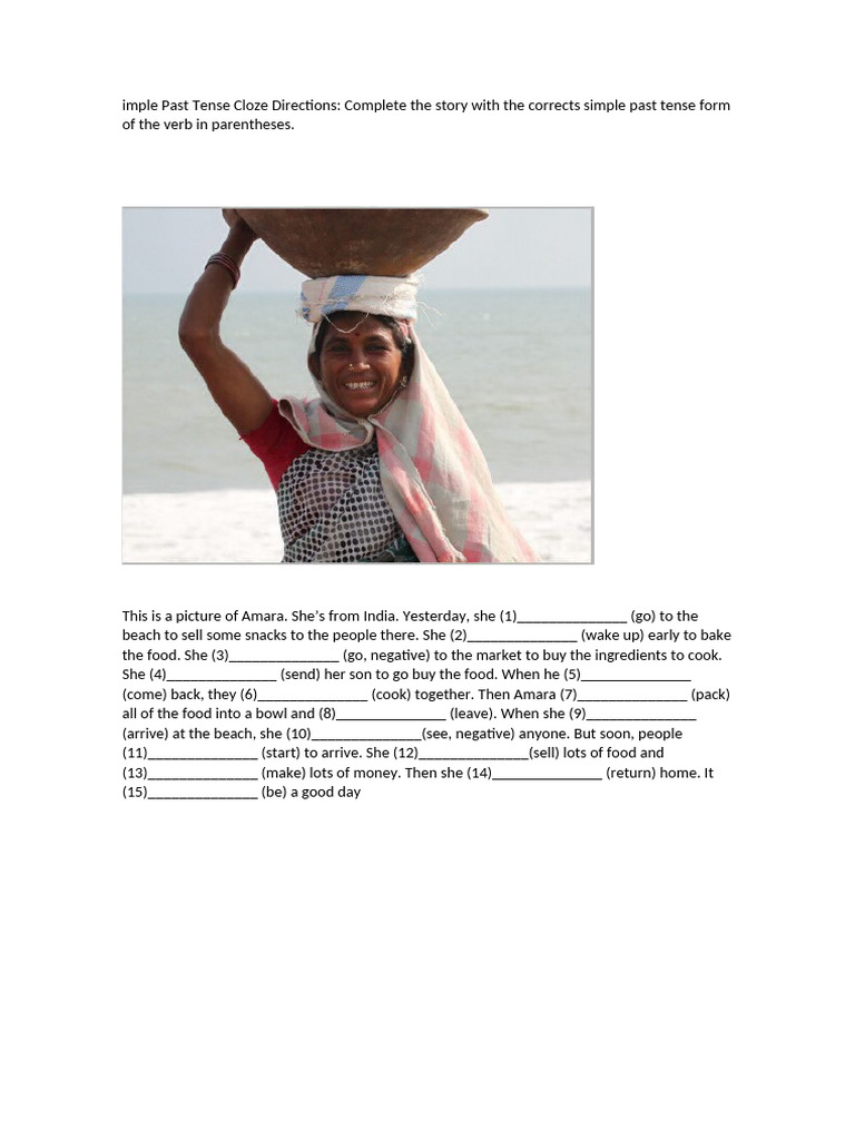 Imple Past Tense Cloze Directions | PDF