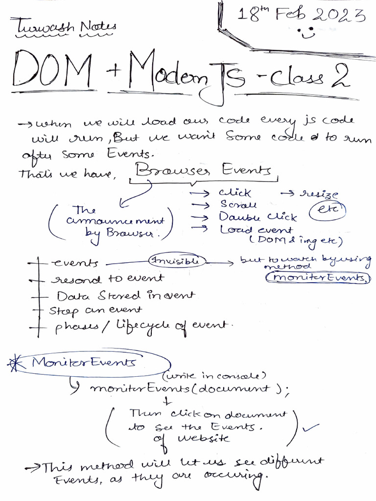 DOM+MODERNJS CLASS 2 - HANDWRITTEN NOTES | PDF