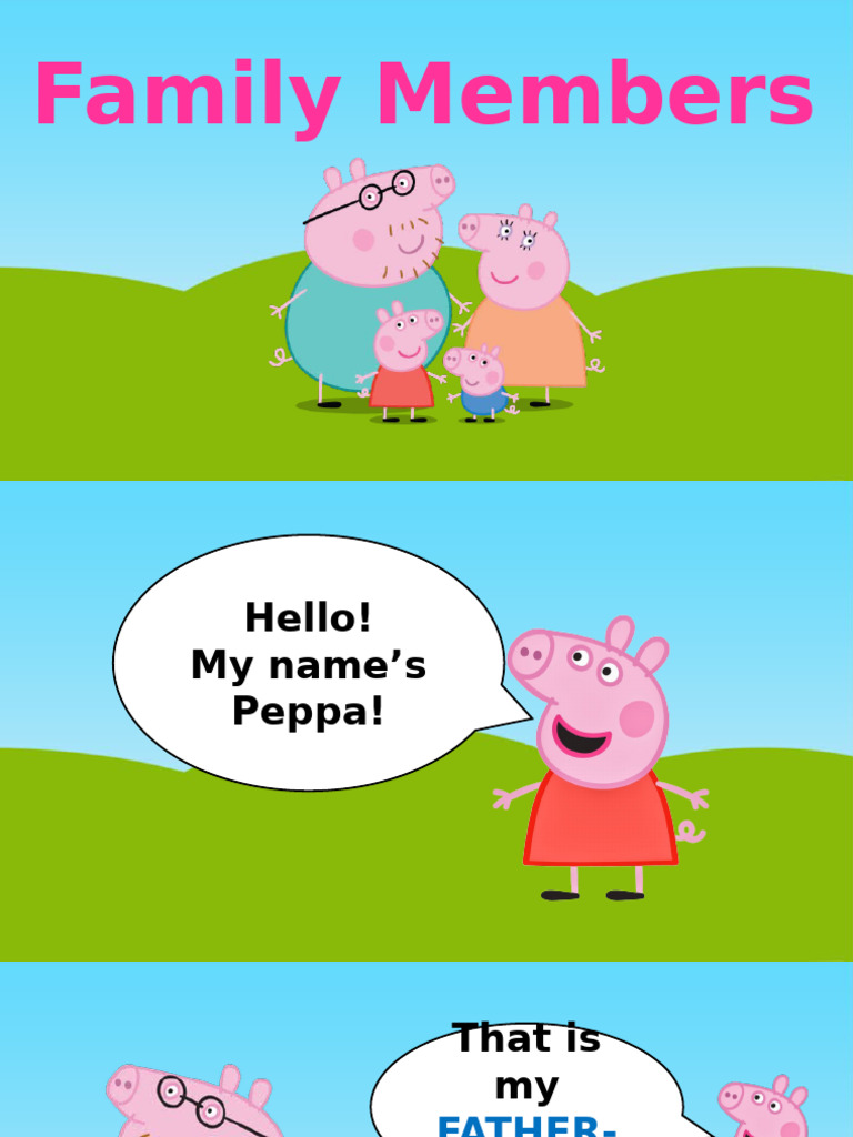 Family Members Peppa Pig Family With Sound Flashcards Picture ...