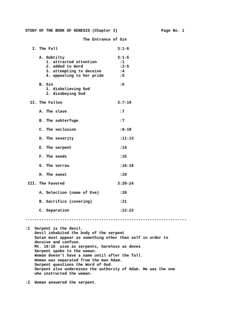 GEN-03--STUDY OF THE BOOK OF GENESIS | PDF
