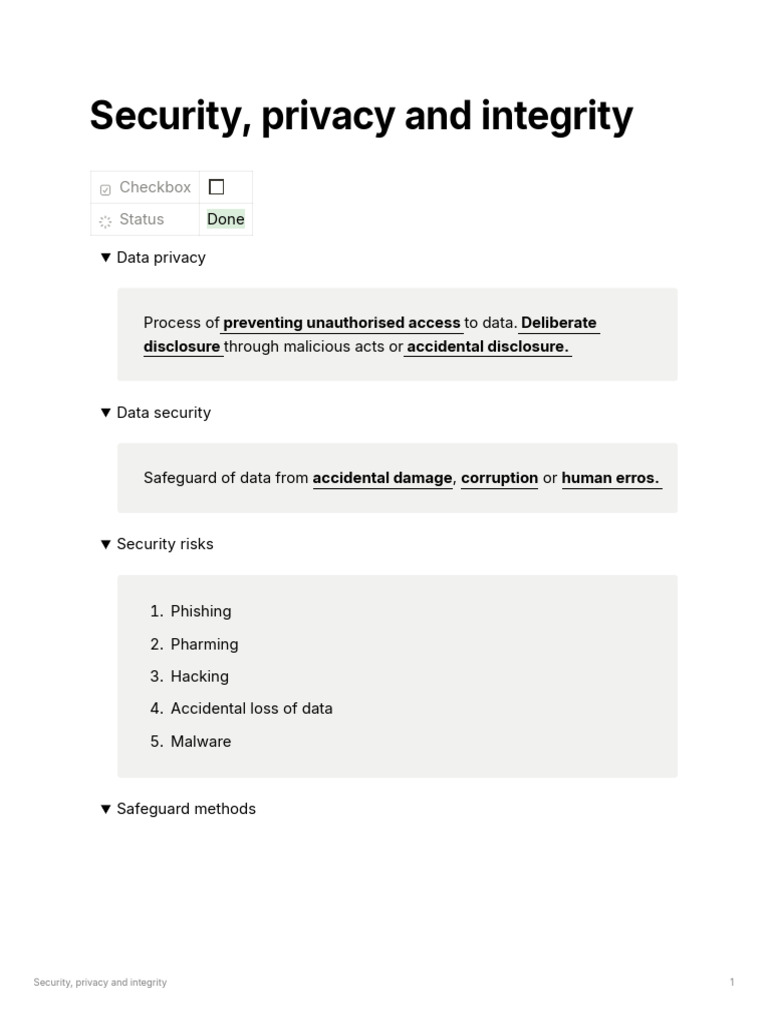 Security Privacy and Integrity | PDF