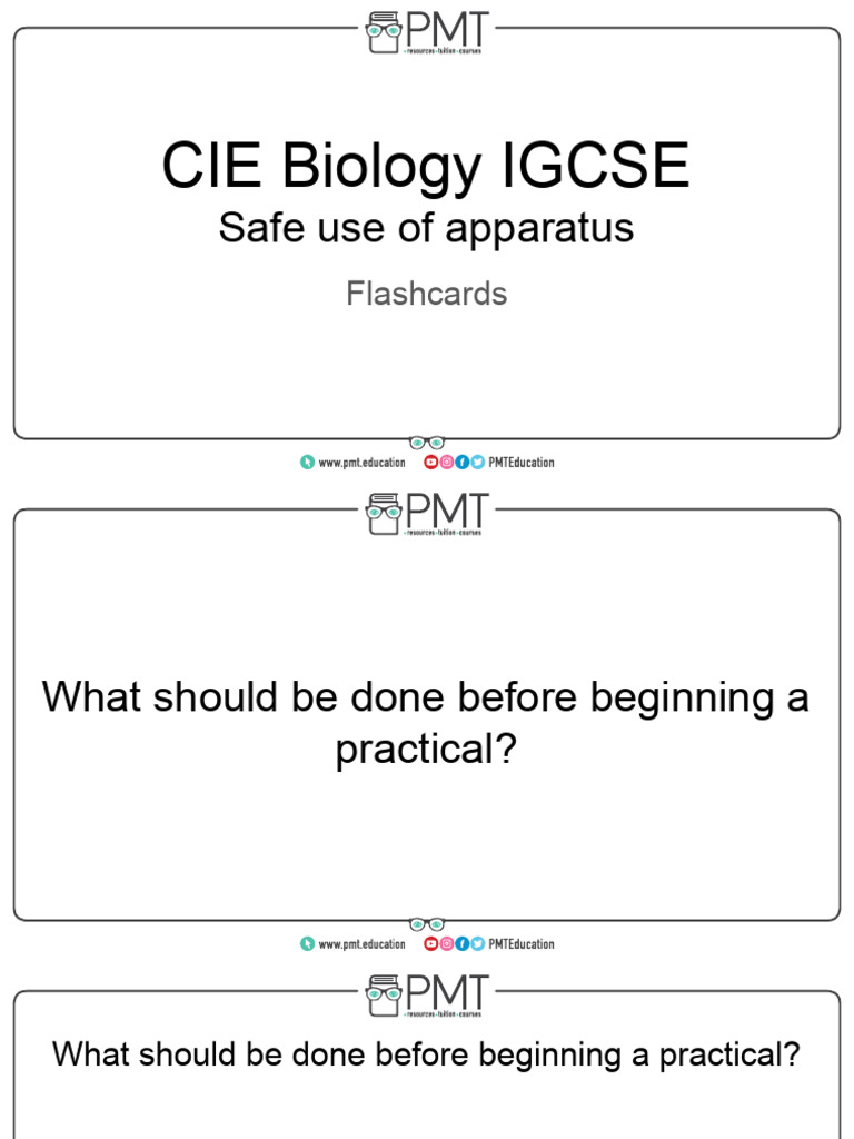Flashcards - Safe Use of Apparatus - CIE Biology IGCSE | PDF