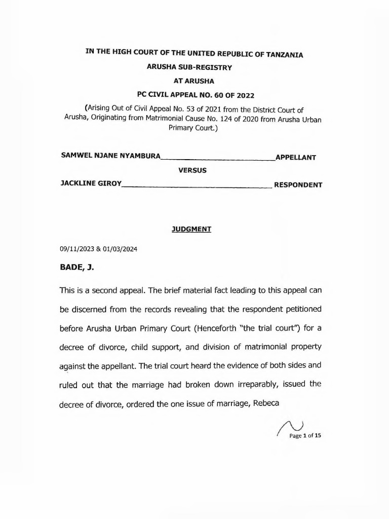 Samwel Njane Nyambura Vs Jackline Giroy (PC Civil Appeal No 60 of 2022 ...