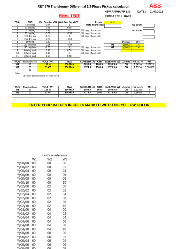 Ret 670 Calculation Gsu3-87uat | PDF