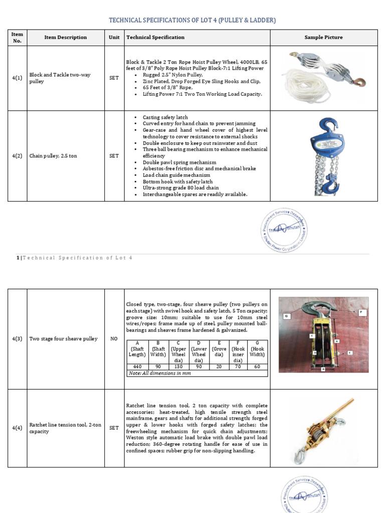 Lot 4 Technical Specification | PDF