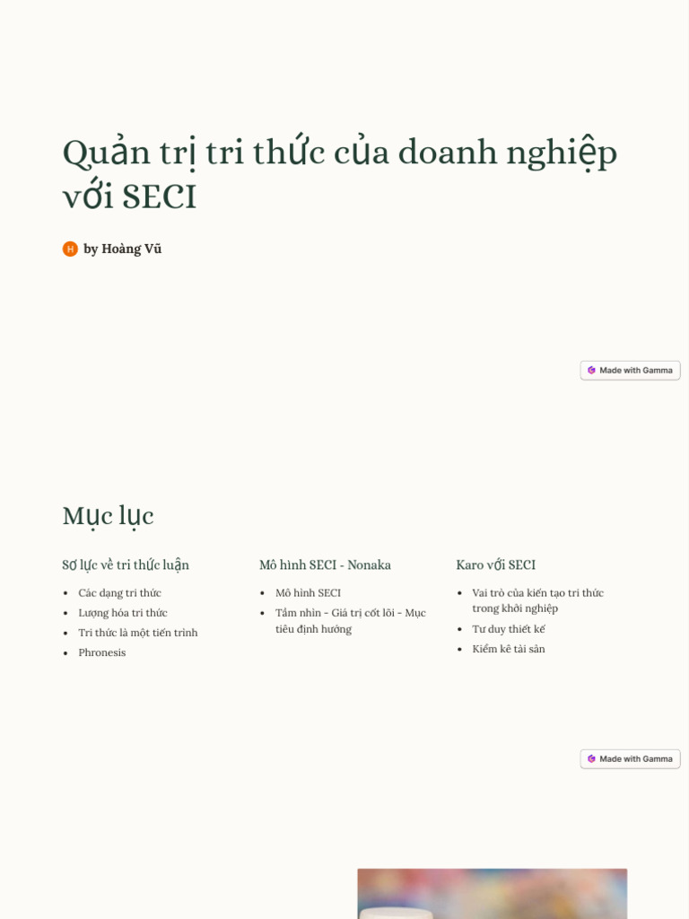 Quan Tri Tri Thuc Cua Doanh Nghiep Voi SECI | PDF