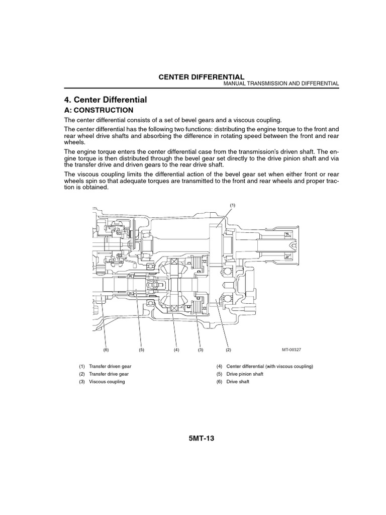 104 - Basic Description - Center Differential | PDF | Gear | Manual ...