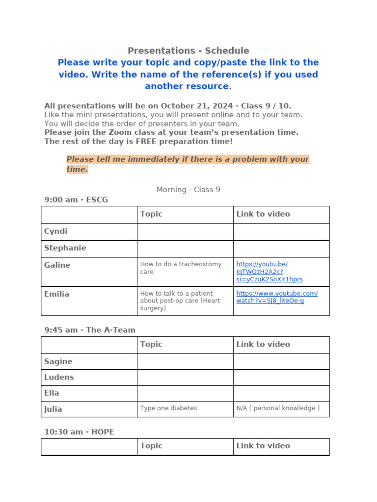 Presentations - Schedule | PDF