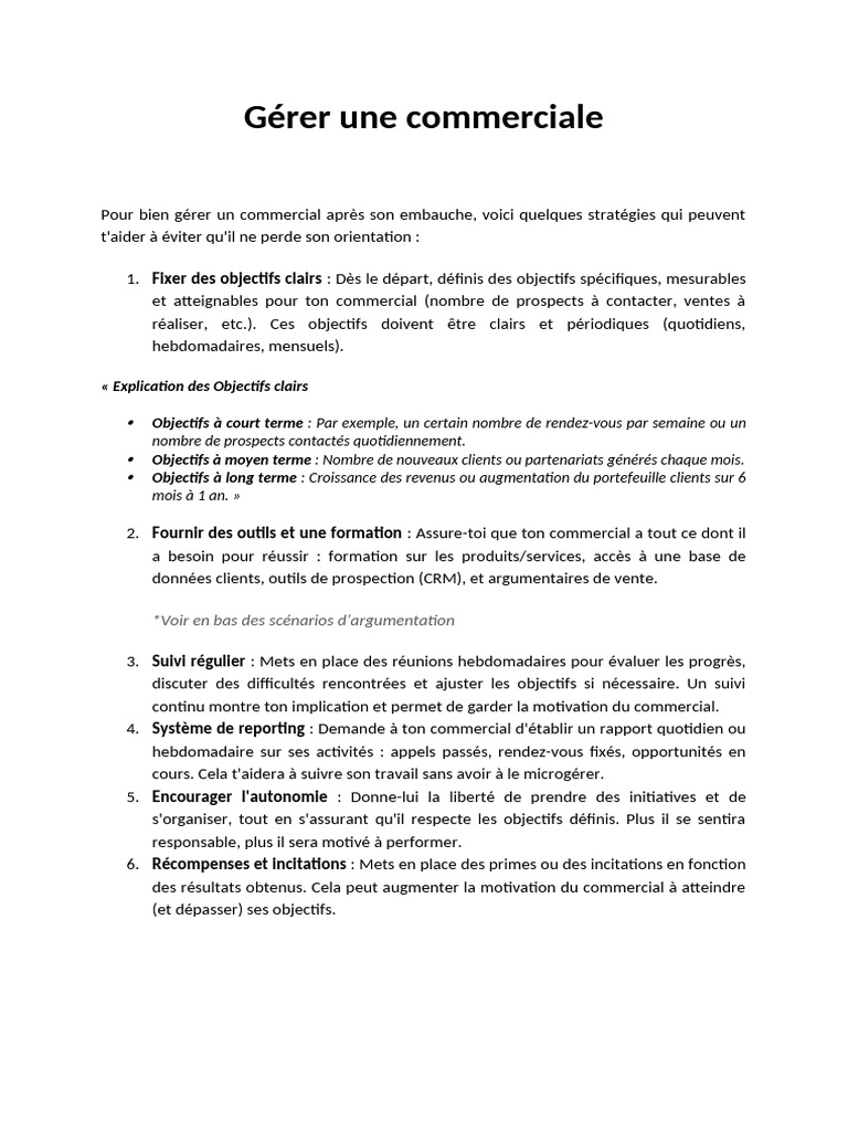 Gérer une commerciale | PDF