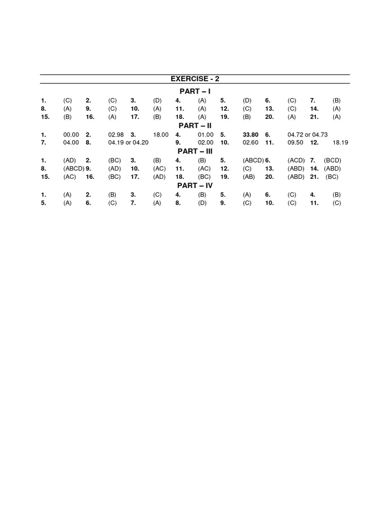 Straight Line Exercise-2 - Answer Key | PDF