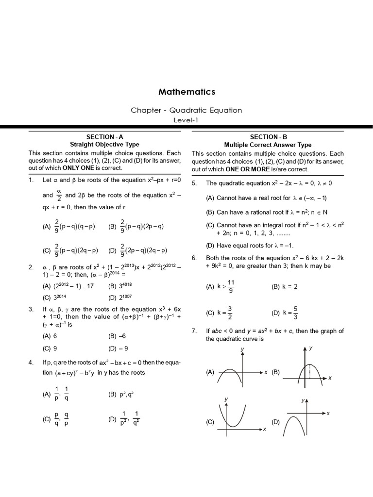 Quadratic Equation | PDF
