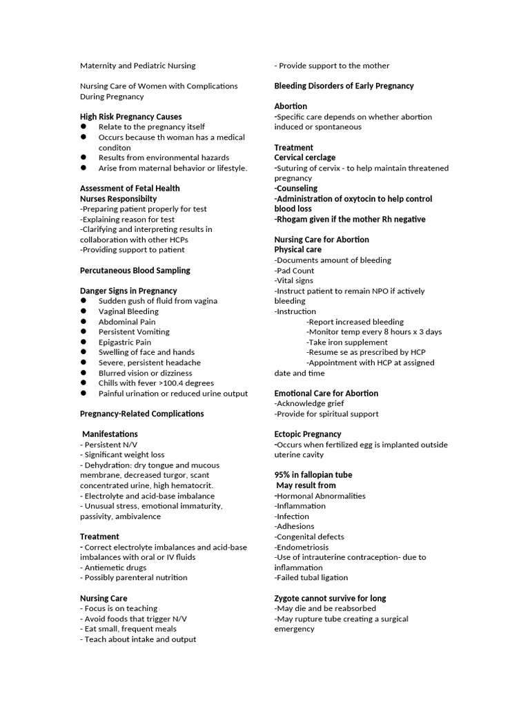 Maternal and Pediatric Nursing - NCM 109 | PDF