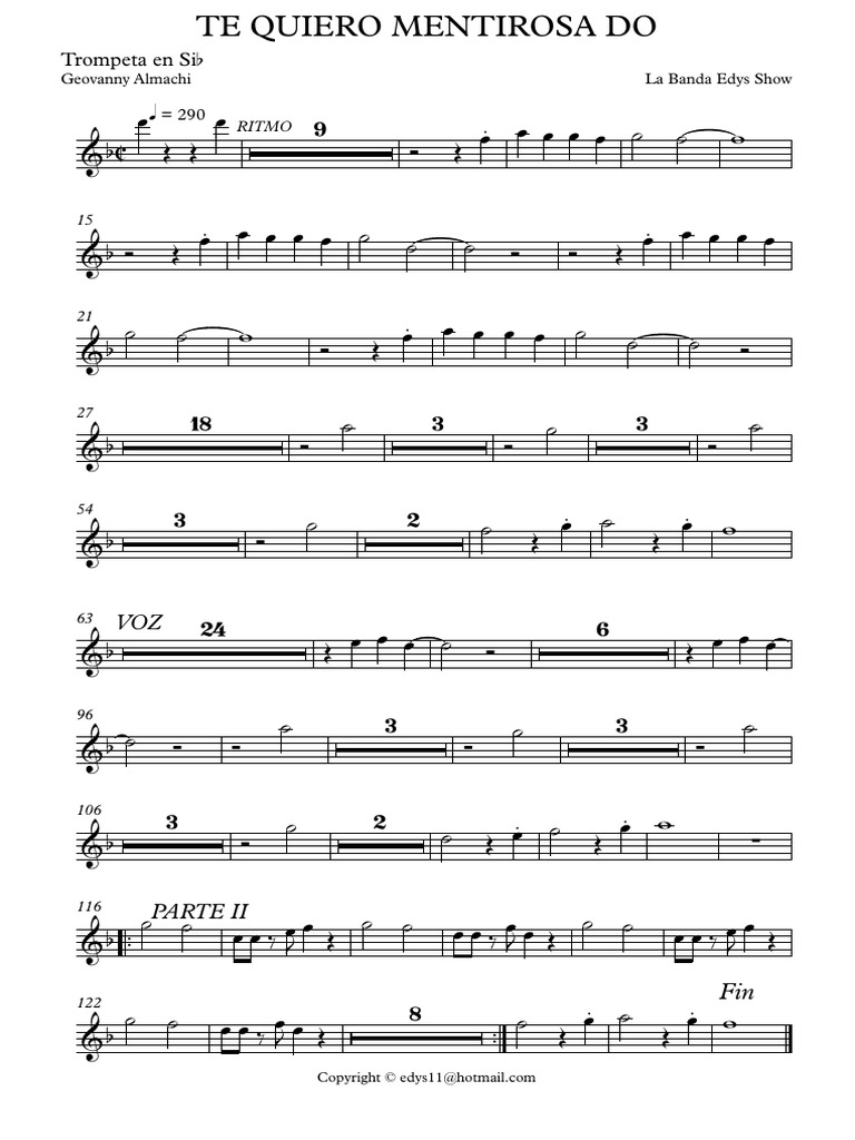 TE QUIERO MENTIROSA - Partes | PDF