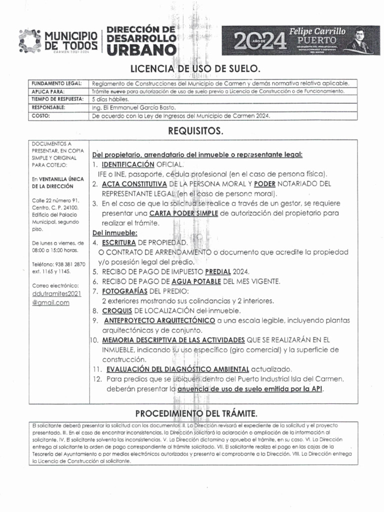 FORMATO LICENCIA USO DE SUELO | PDF