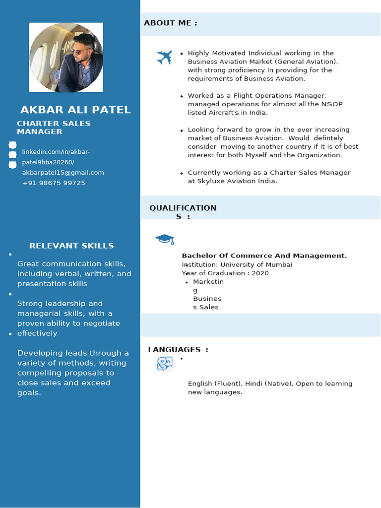 Resume of Mr. Akbar Ali Patel | PDF