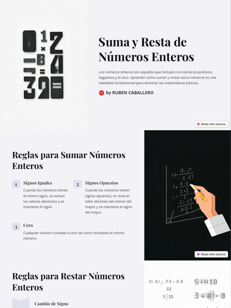 Suma y Resta de Numeros Enteros | PDF