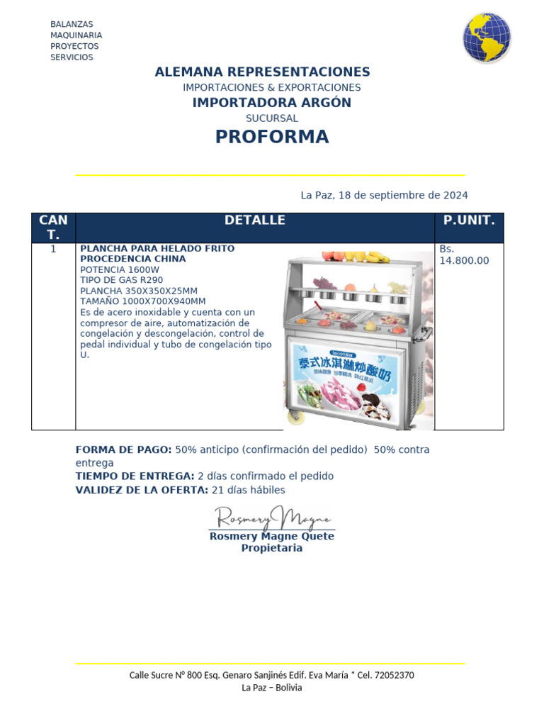 PROFORMA ARGON 18092024 1 | PDF
