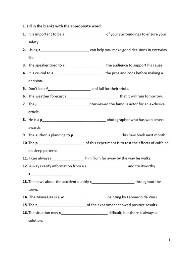 Skills Vocabulary Practice | PDF