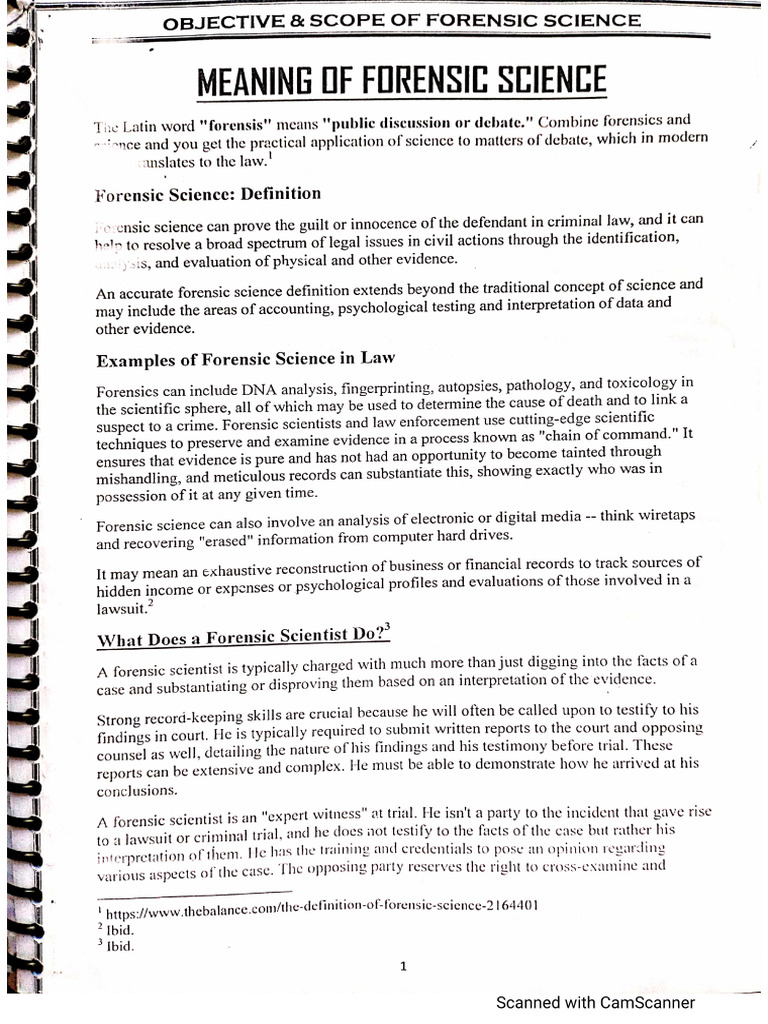 Meaning and Scope of Forensic Sci. | PDF