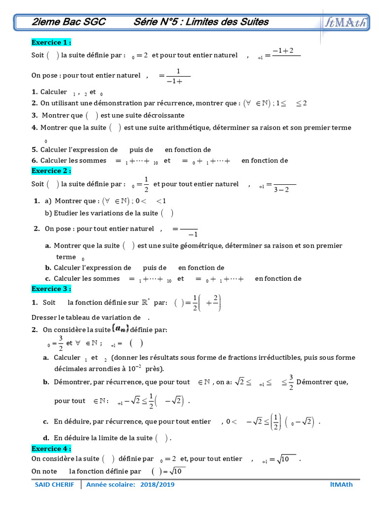 Suites Numeriques Exercices Pdf – OAPHT