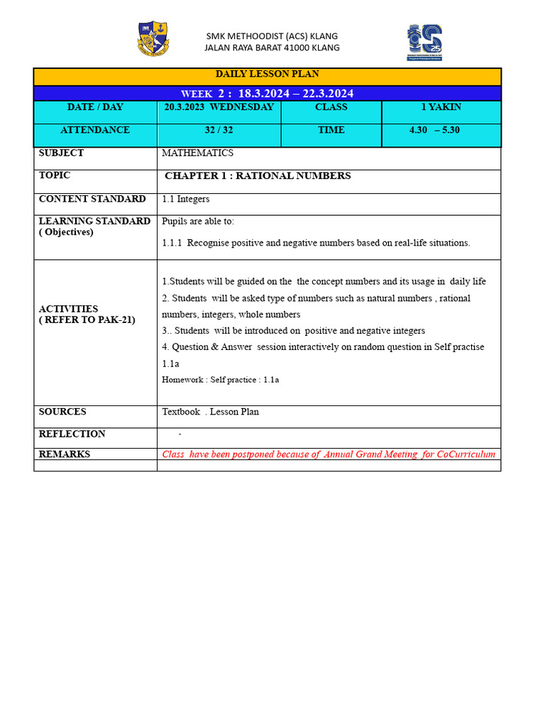 M2 MATH 1Y 20.3.2024 Rabu | PDF