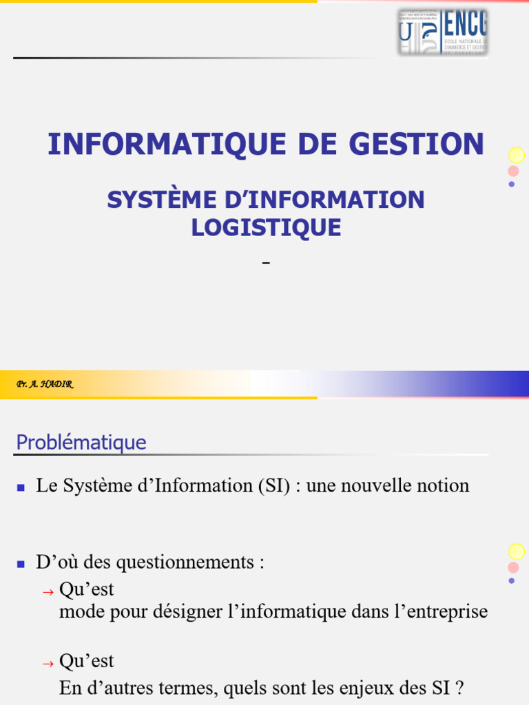 Ml-Encgc - Si-Systeme D Information Logistique | PDF