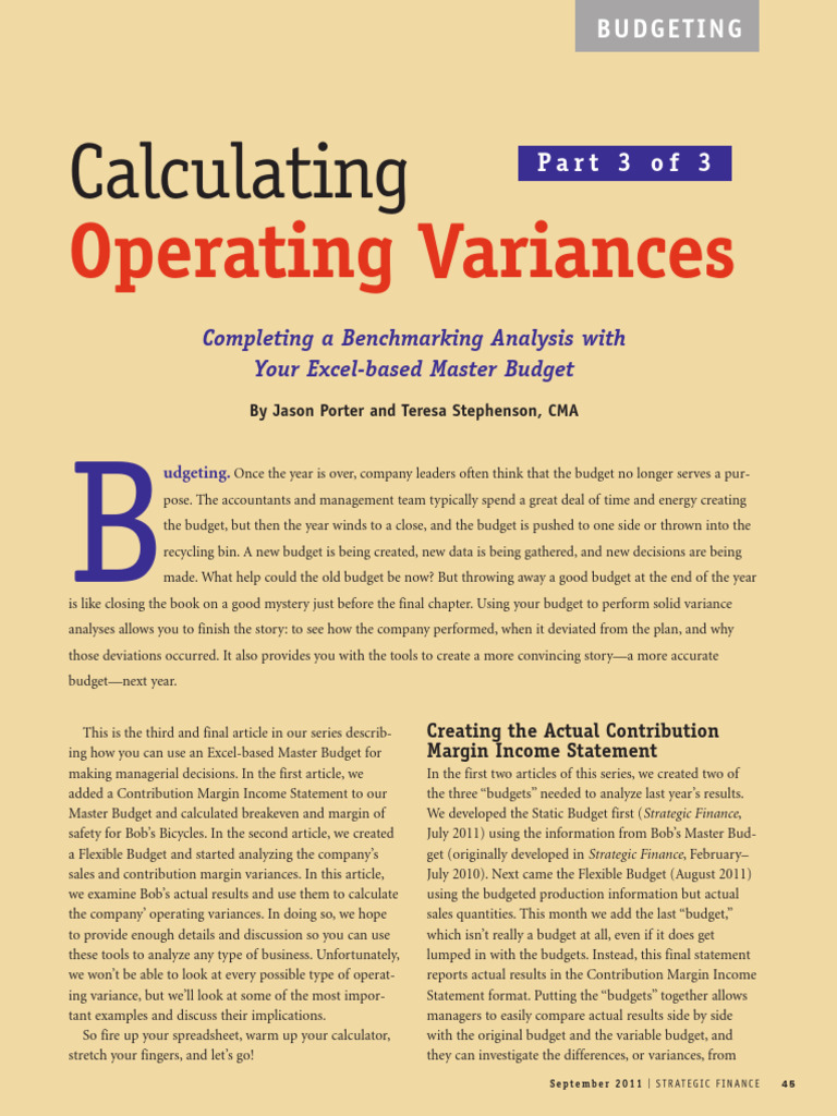 Calculating Operating Variances | PDF