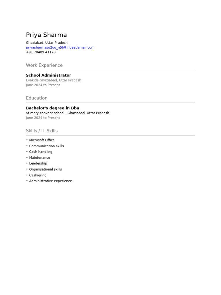 Resume Priya Sharma | PDF