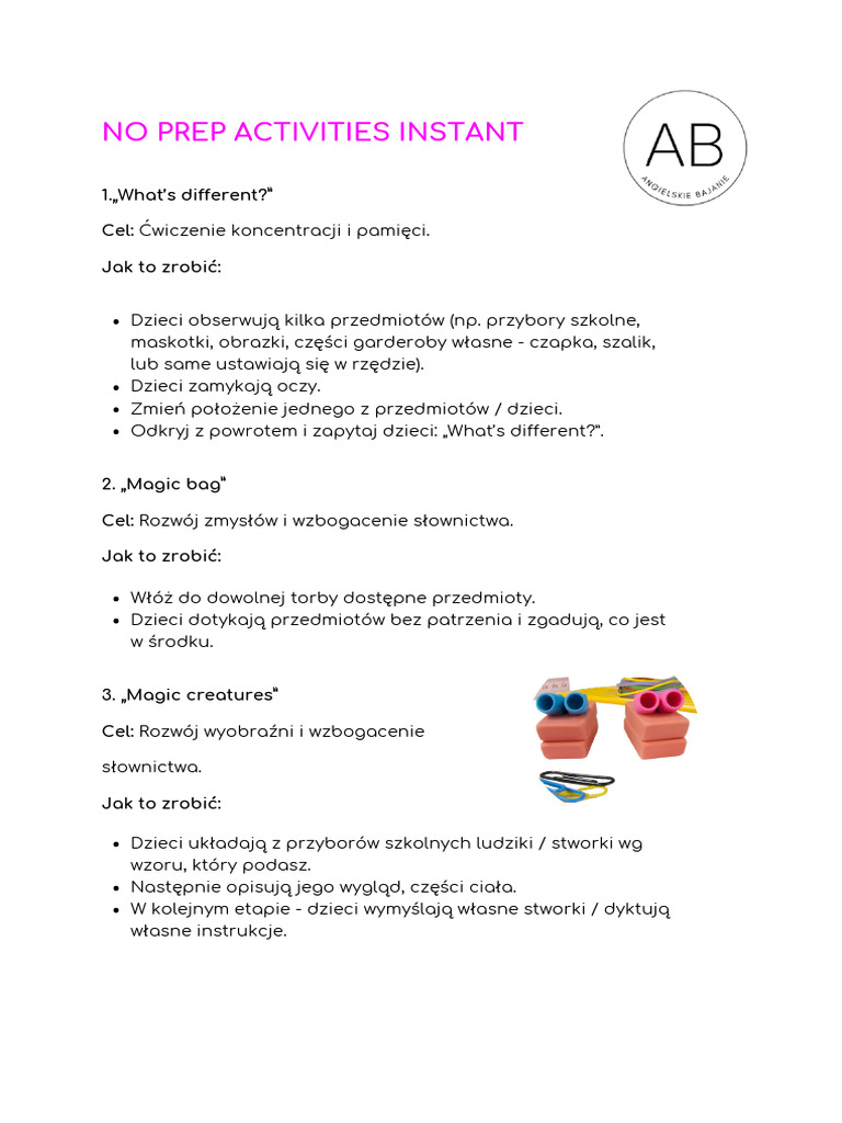 No Prep Activities Instant | PDF