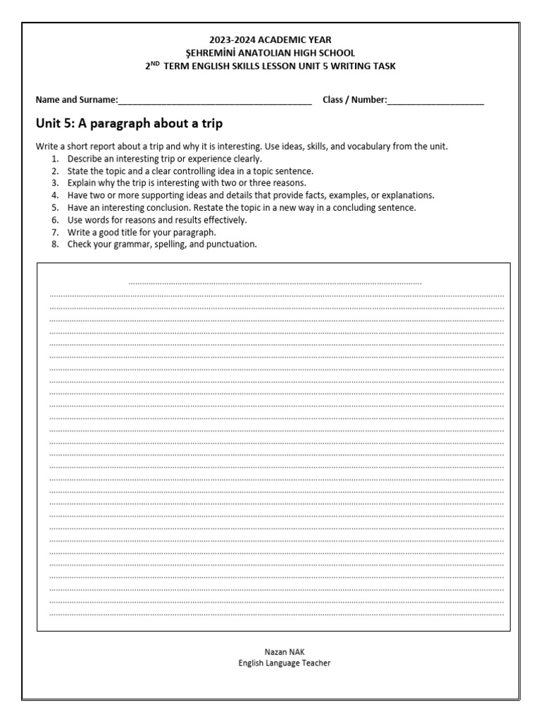 Skills - Unit 5 Writing Task | PDF