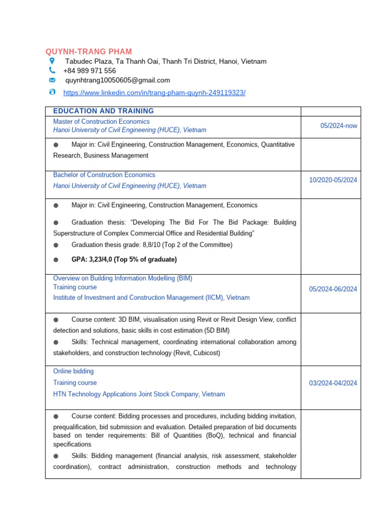 HTW Berlin - Draft CV | PDF
