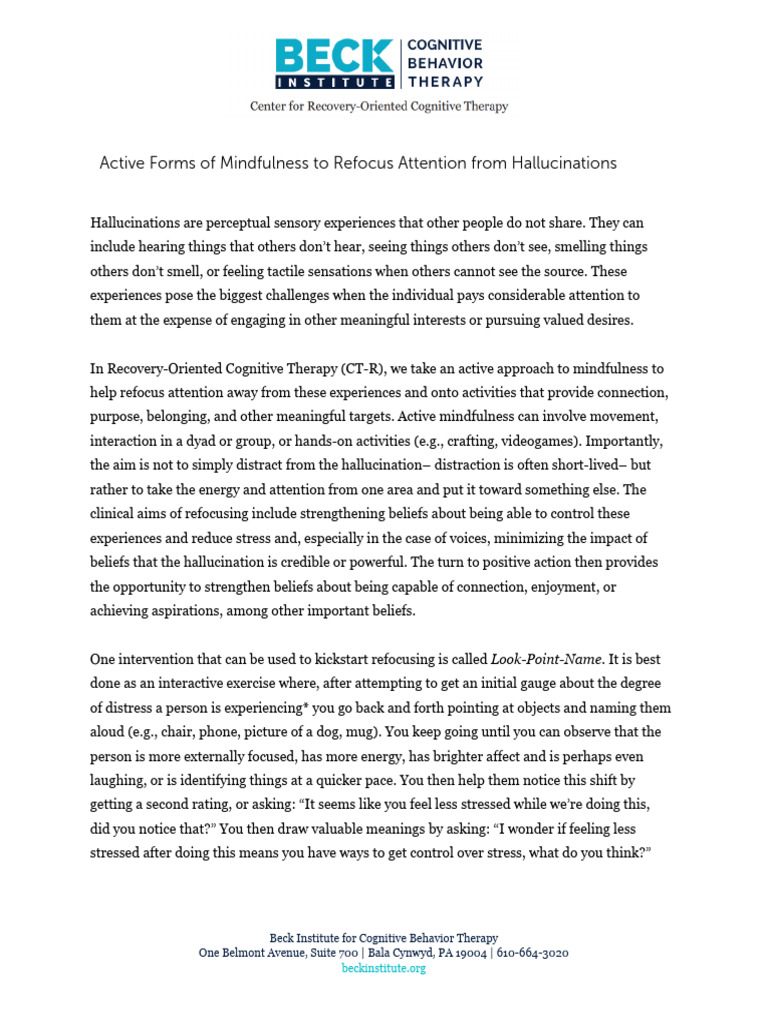Active Mindfulness For Hallucinations | PDF