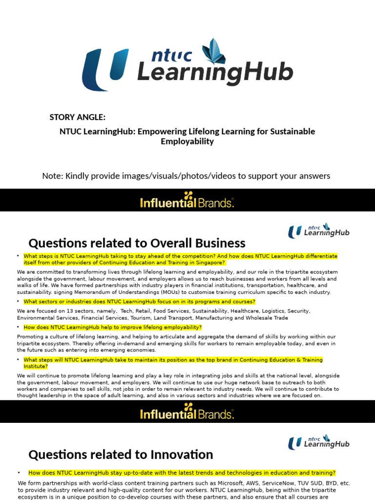 NTUC LearningHub Questionnaire - Top Brand - NEW (V2) | PDF