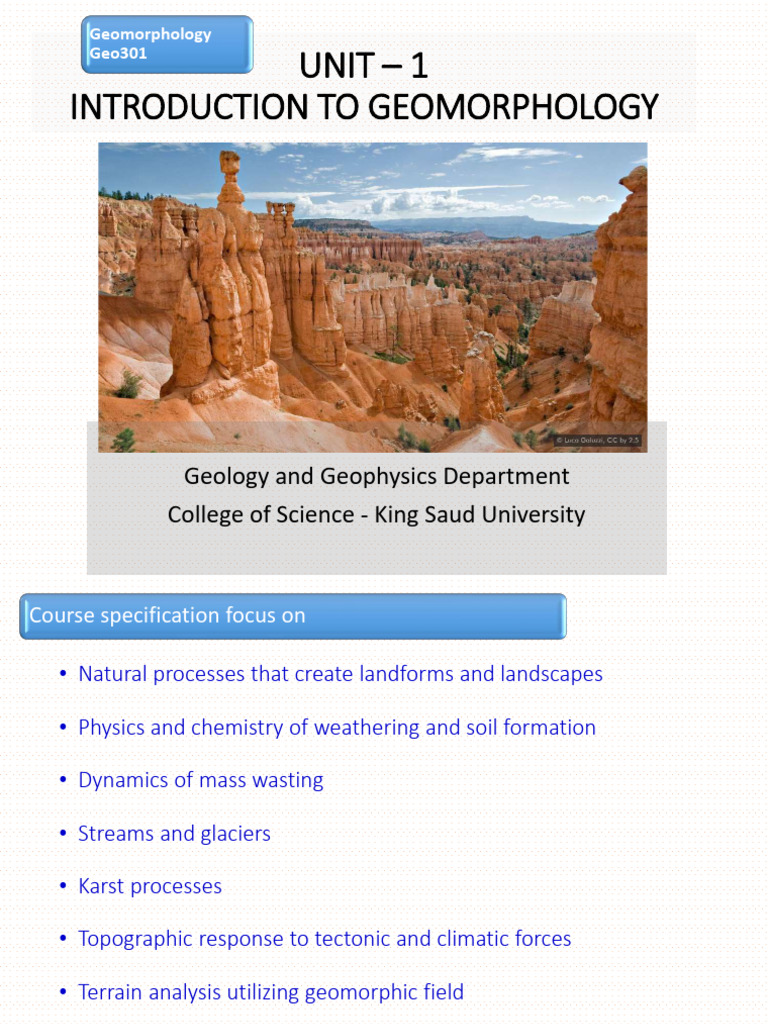 Geo 301-UNIT 1 Introduction To Geomorphology - Compressed | PDF