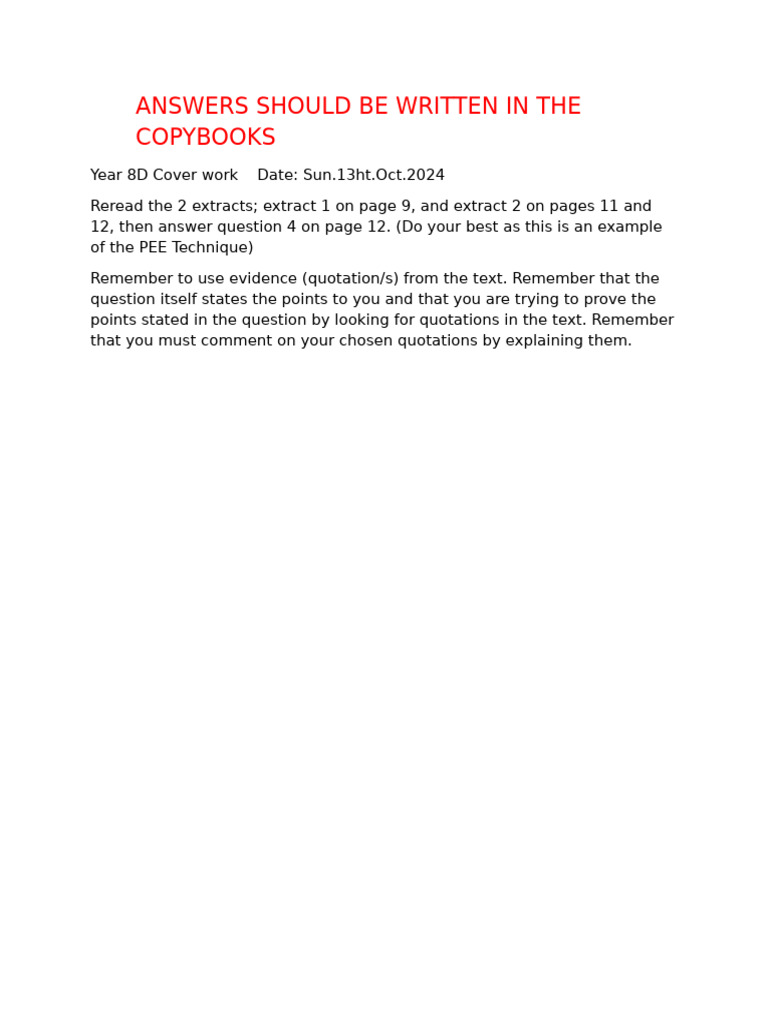 Answers Should Be Written in The Copybooks | PDF